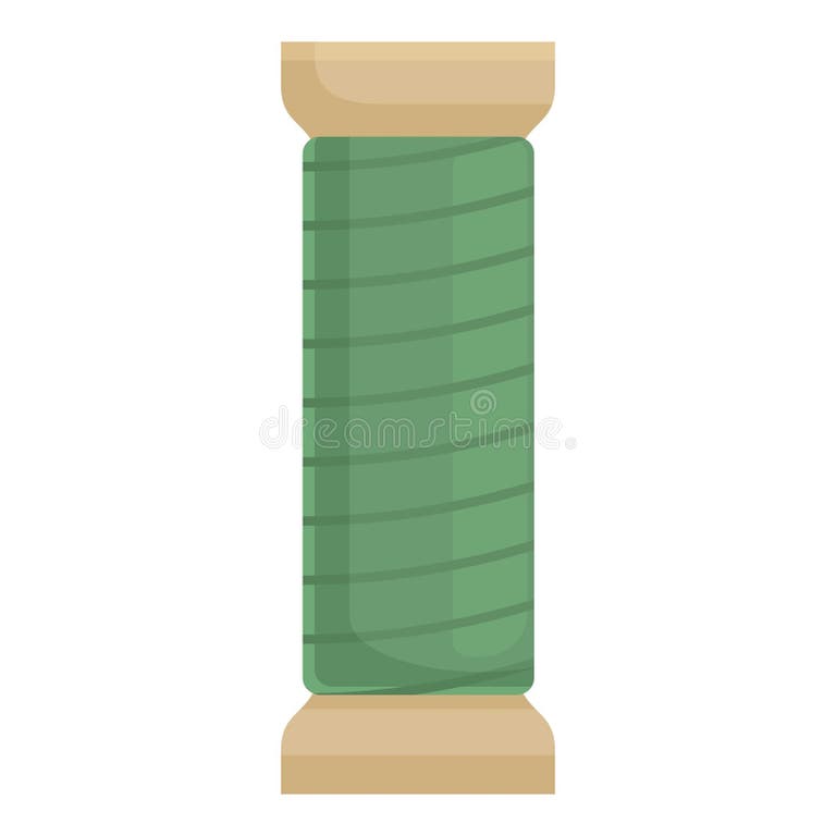 Green Sewing Thread Wrapped Around Wooden Spool Stock Vector ...