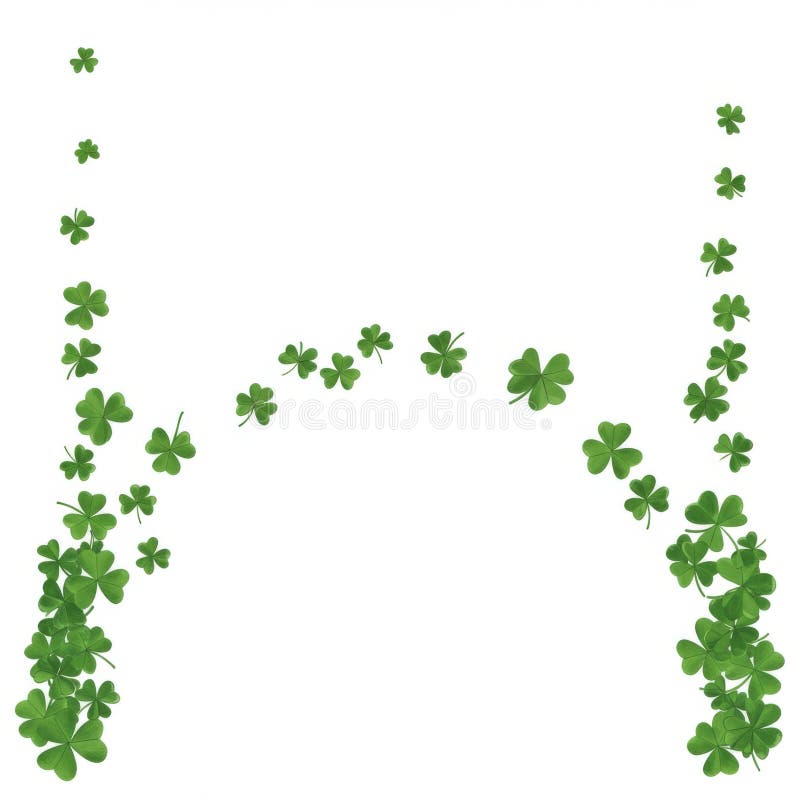 Green Shamrocks Falling on White Background Stock Illustration ...
