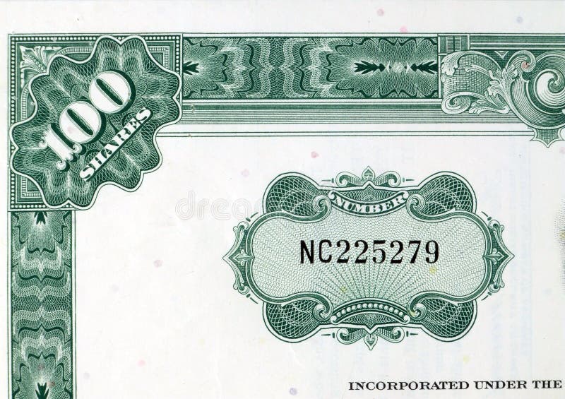 Shares Certificate with Serial Number Stock Photo - Image of treasurer ...
