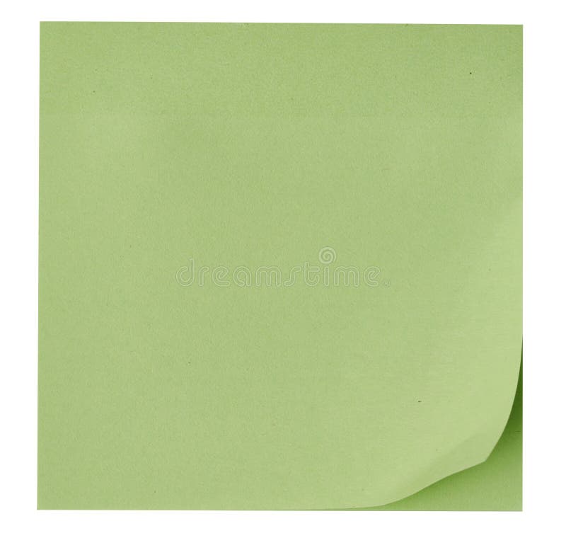 Green Sheet of Paper on White Isolated Background, Sticky Note Stock ...