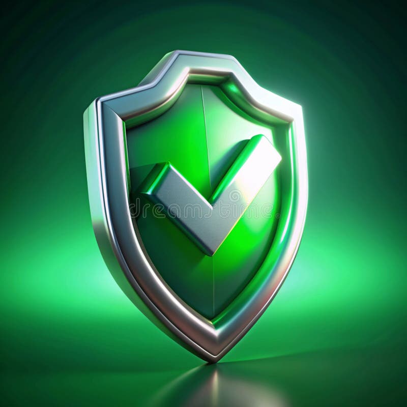 Green Shield with Check Mark Icon Stock Vector - Illustration of icon ...