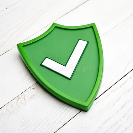 Green Shield with Check Mark Symbol Stock Illustration - Illustration ...