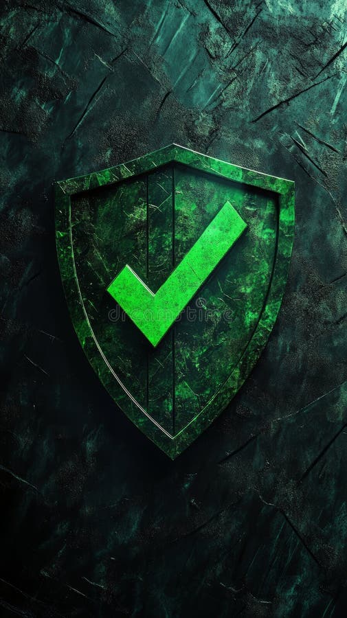 Green Shield with Check Mark on Textured Background, Symbolizing ...