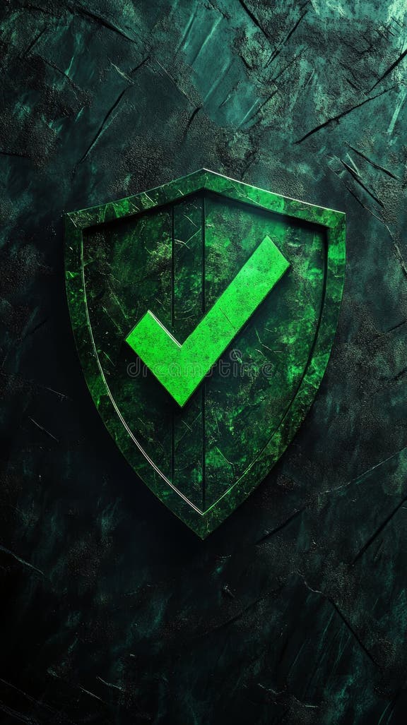 Green Shield with Check Mark on Textured Background, Symbolizing ...