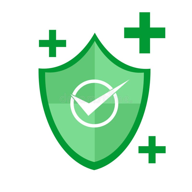 Green Shield Checklist Protection Security Cartoon Doodle Flat Design ...