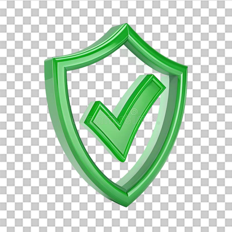 Green Shield with Checkmark 3D Render Stock Illustration - Illustration ...