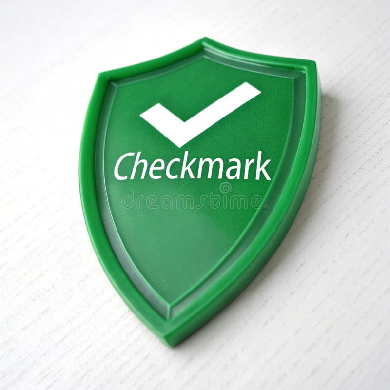 Green Shield with Check Mark Symbol Stock Illustration - Illustration ...