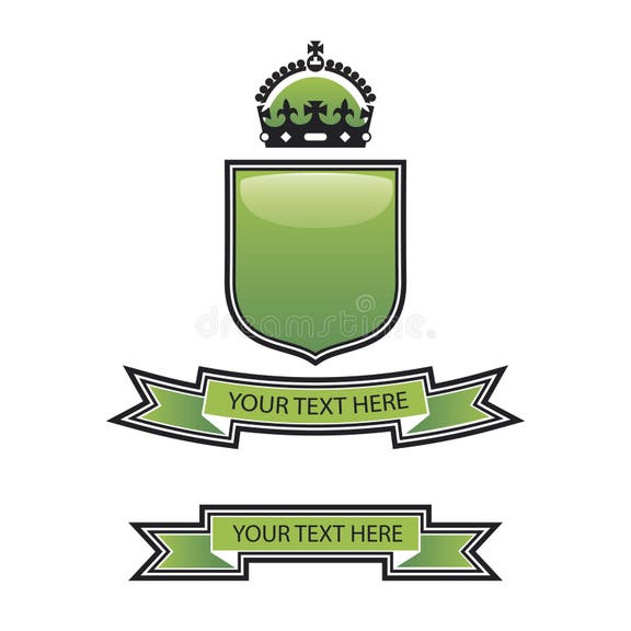Green Shield Ribbon Crown Stock Illustrations – 307 Green Shield Ribbon ...