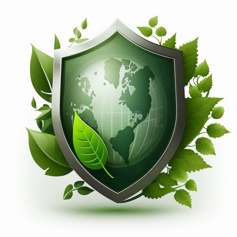 Shield with Leaves Green Shield with Leaves Stock Illustration ...