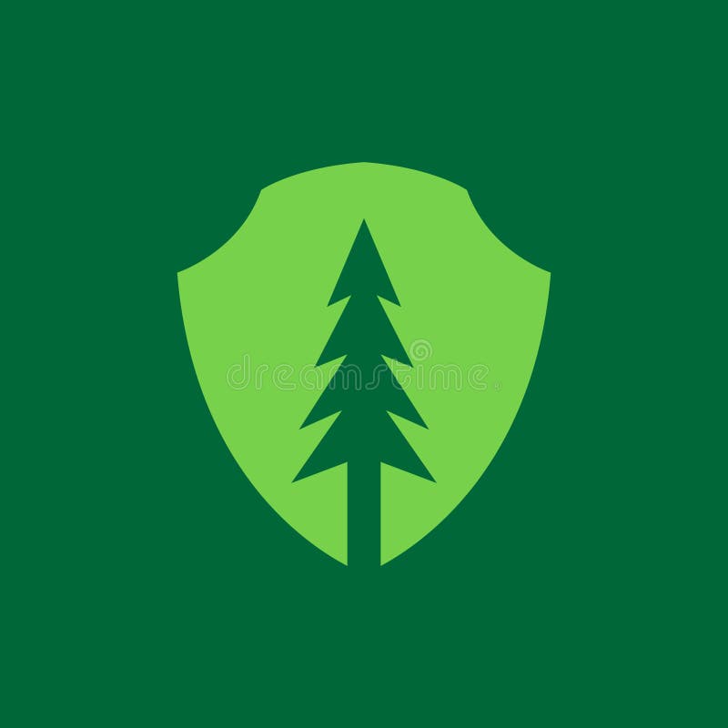 Green Shield with Pines Tree Forest Logo Design Vector Graphic Symbol ...