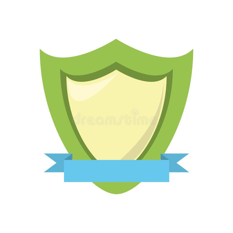 Green Shield Protection Emblem Blue Ribbon Stock Illustration ...