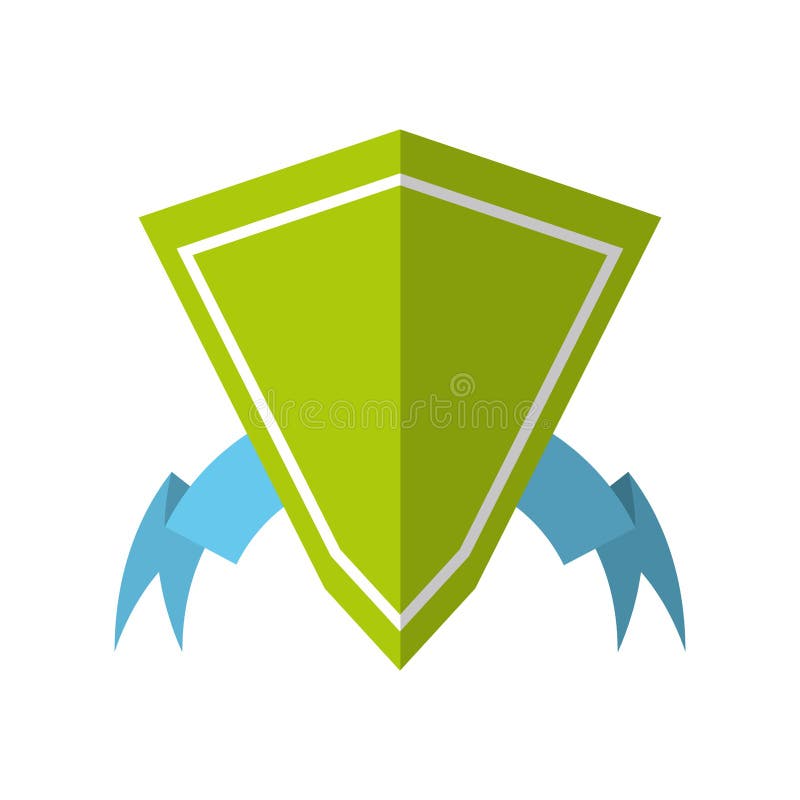 Green Shield Ribbon Shape Diamond Shadow Stock Illustration ...