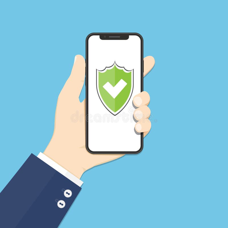 Green Shield on Smartphone Screen. Web Access Security Concept Stock ...