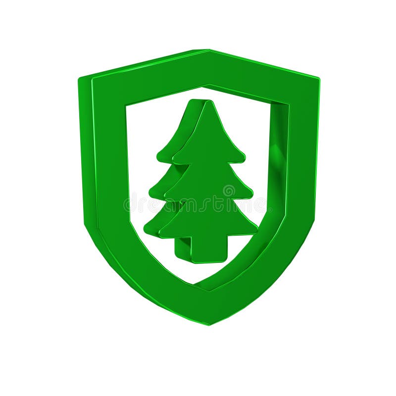 Green Shield with Tree Icon Isolated on Transparent Background. Eco ...