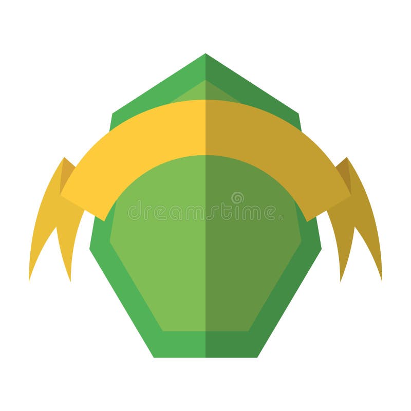 Green Shield and Yellow Ribbon Shadow Stock Illustration - Illustration ...