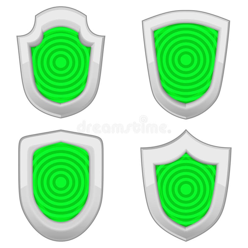 Green Shields Set with Stripes Isolated Stock Vector - Illustration of ...