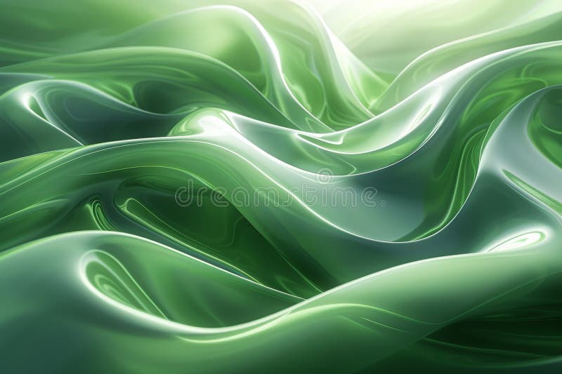 A Green, Shiny Fabric with a Wave Pattern Stock Image - Image of color ...