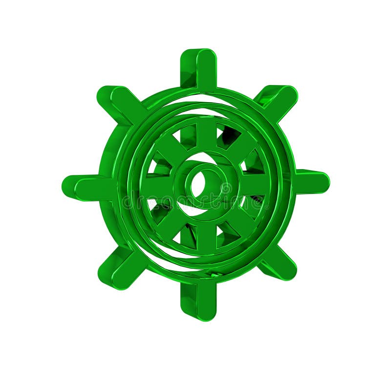 Green Ship Steering Wheel Icon Isolated on Transparent Background ...