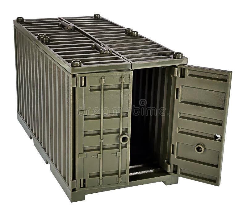 Green Shipping Container One Door Open Stock Photo - Image of carrier ...