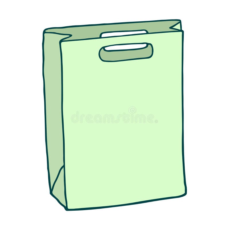 Green Shopping Bag. Vector Drawing. Isolated Object on White Backgrond ...
