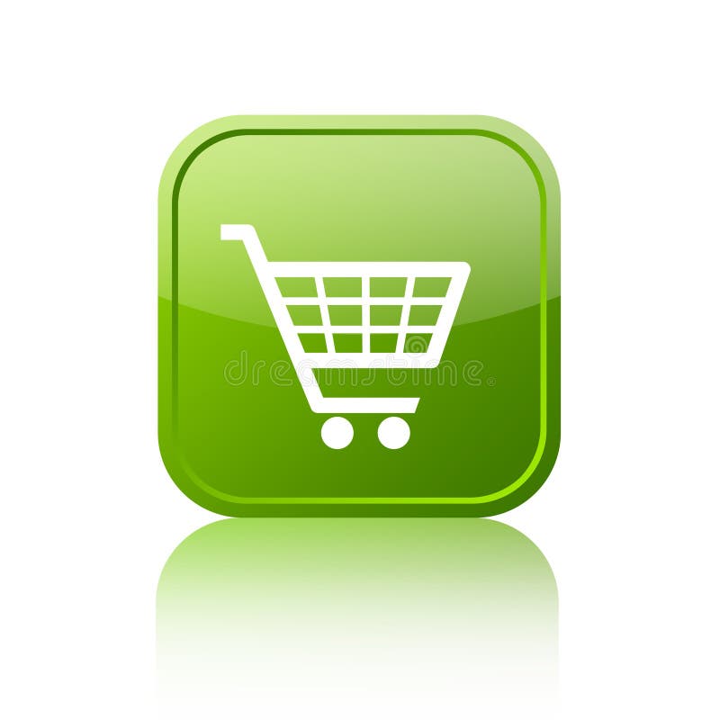 Green shopping cart button stock illustration. Illustration of icon ...