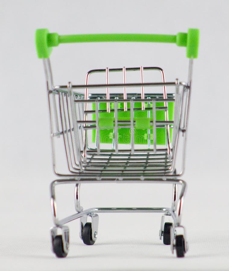 Green Shopping Cart on an Isolated White Background. Stock Photo ...