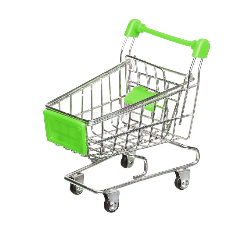 Green Shopping Cart On White Stock Photo - Image of cart, background ...