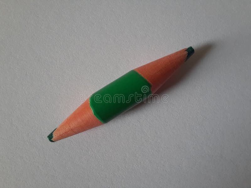 Green Short Pencil that is Sharpened on Both Sides, Bullet Shaped Stock ...
