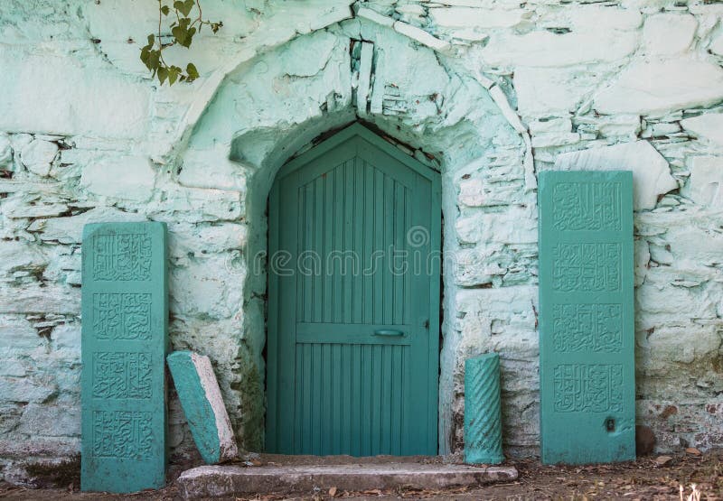 Green Shrine Door stock image. Image of religion, knob - 75149463