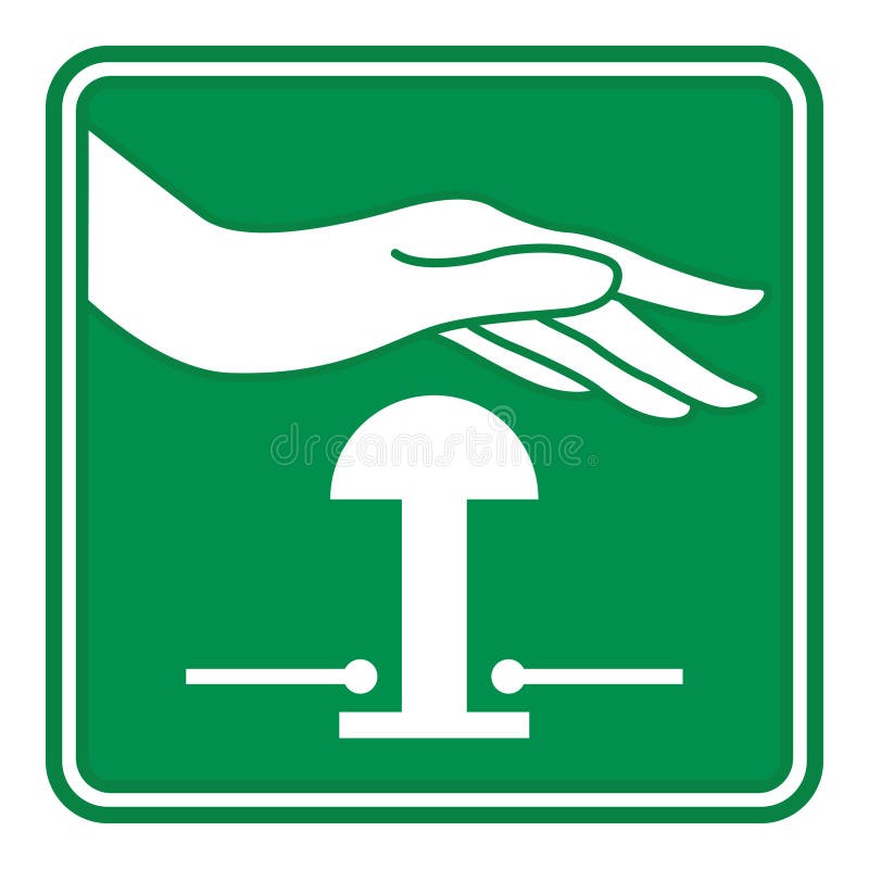 Green Sign Emergency Stop Push Button. Stock Vector - Illustration of ...