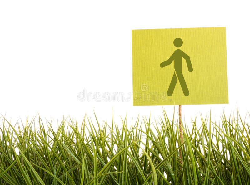Green sign in the grass stock photo. Image of cover, yellow - 14012672