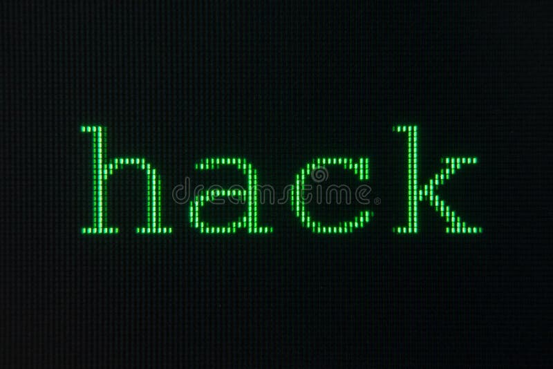 Green Sign Hack Displayed on Computer Screen Stock Photo - Image of ...