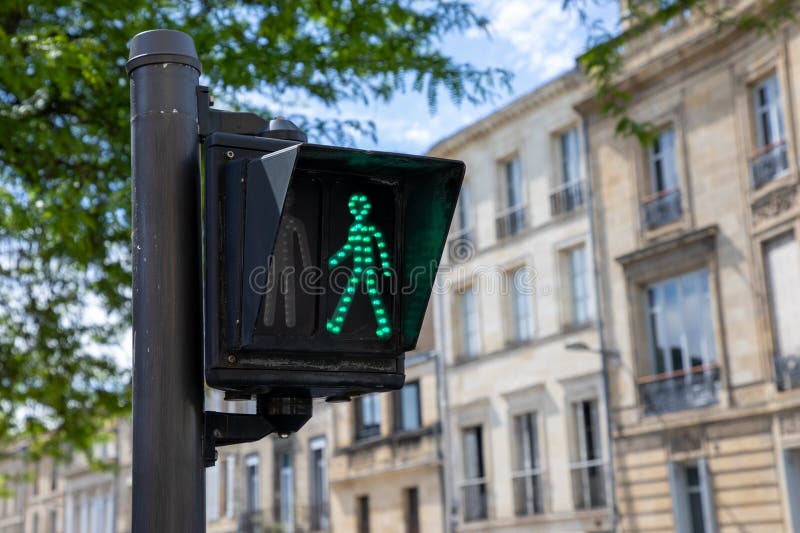 Green Sign Light Pedestrian Crossing Traffic Lights Stock Photo - Image ...