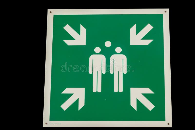 Green sign meeting point stock photo. Image of arrow - 184881760