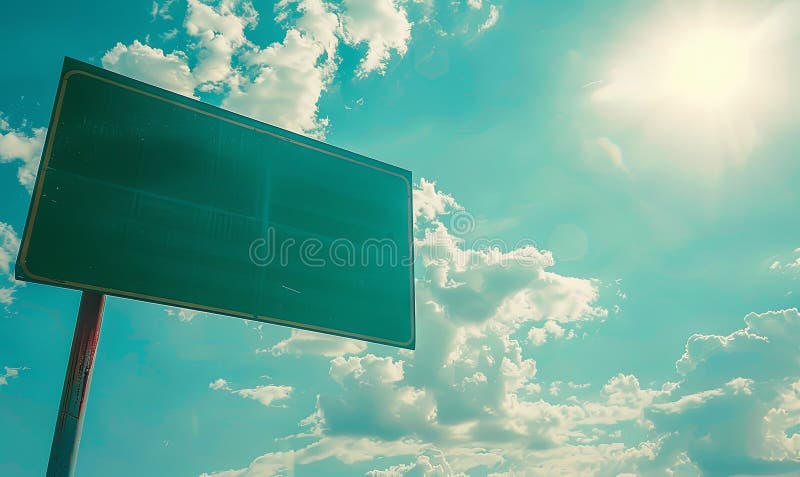 A Green Sign is on a Pole in the Sky Stock Illustration - Illustration ...