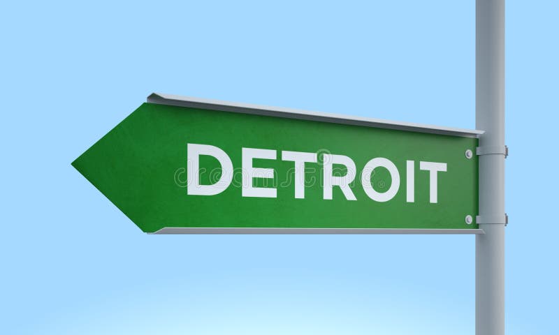 Green signpost detroit stock illustration. Illustration of ...