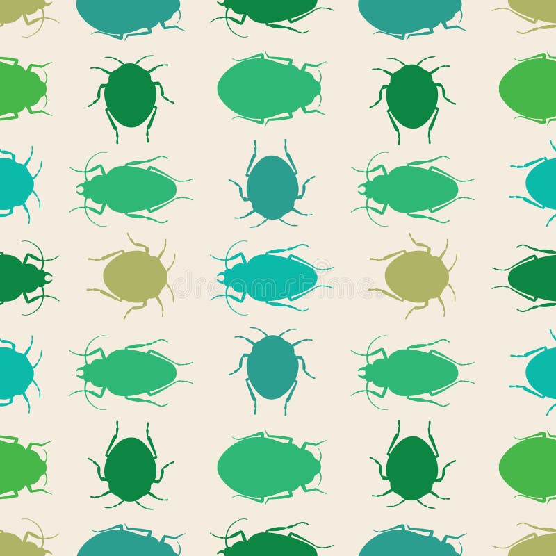 Green Silhouette Beetles on a Cream Background. a Seamless Vector ... Green Silhouette Beetles on a Cream Background. a Seamless Vector ...