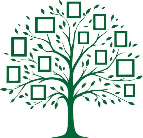 Green Silhouette Family Tree with Empty Frames Illustration Stock ...