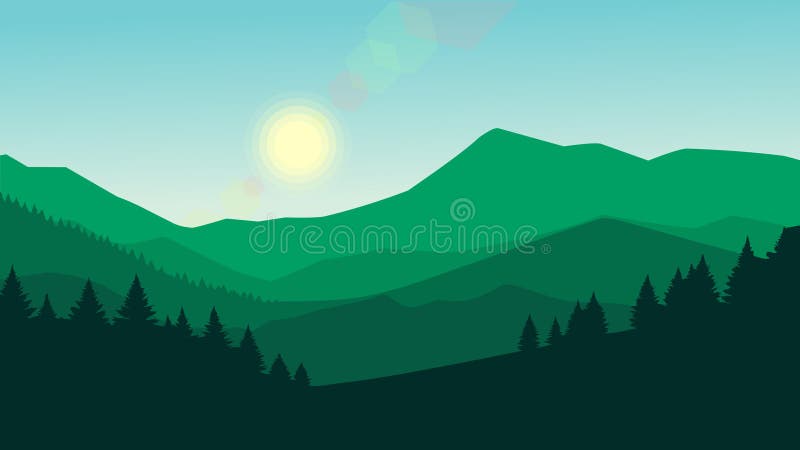 Green Silhouette Forest Abstract Background.Nature and Environment ...