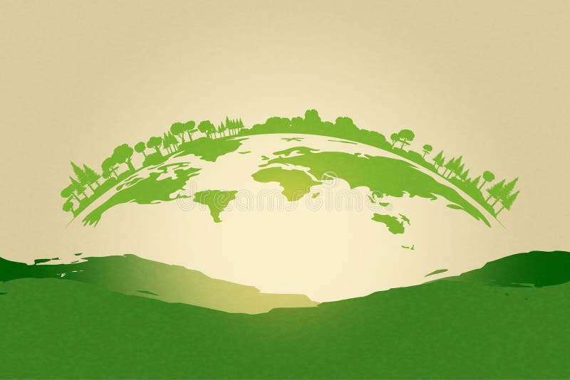 Green Silhouette Nature Landscape With Rural Scenery Abstract Ba Stock