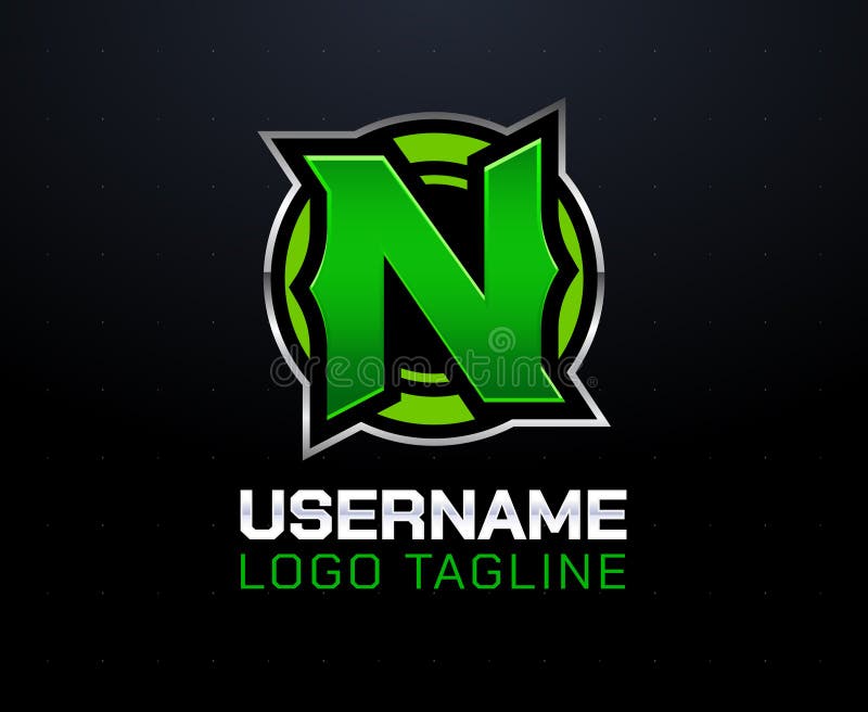 Green and Silver Gaming Logo Design Template with Letter N Stock Vector ...