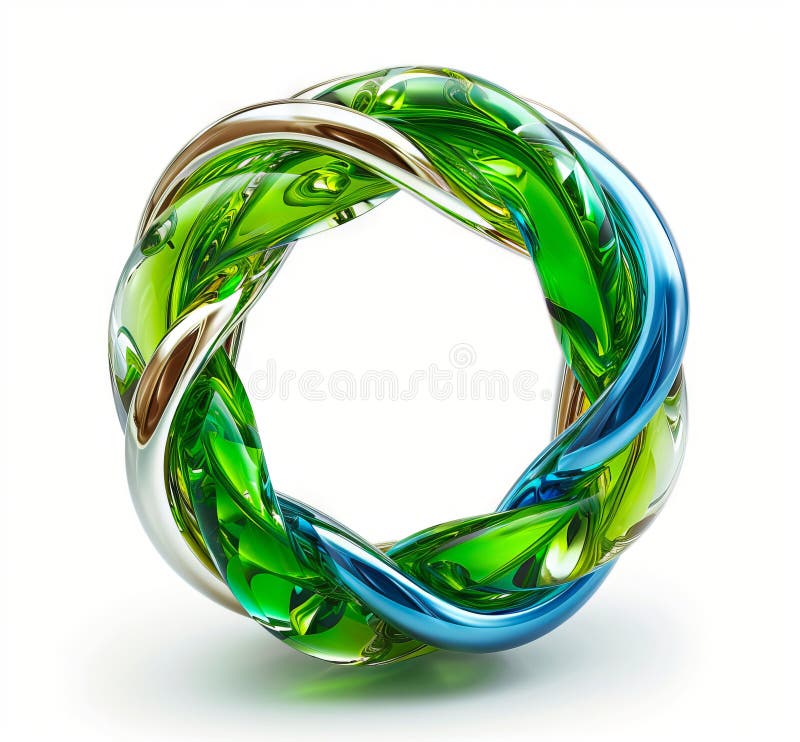 A Green and Silver Glass Ring with a Twist Stock Image - Image of ...