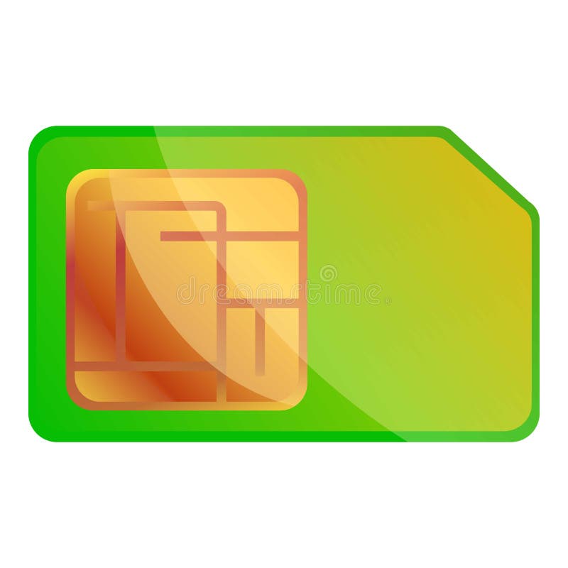 Green Sim Card Icon, Cartoon Style Stock Vector - Illustration of ...
