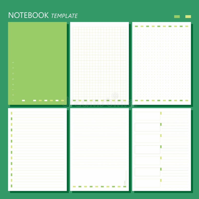 Green Simple Notebook Planner Template Stock Vector - Illustration of ...