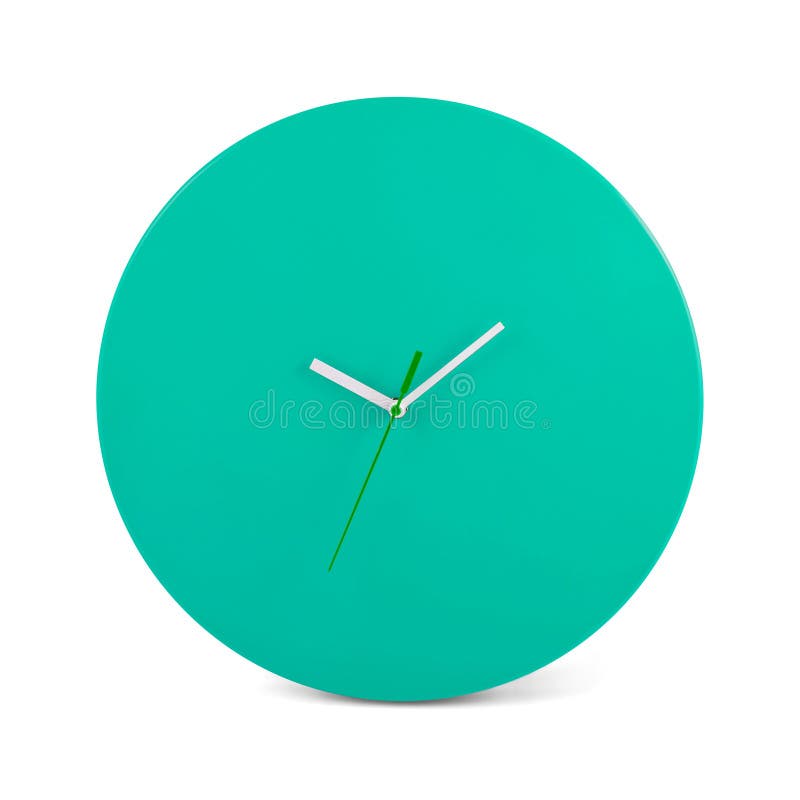 Green Simple Round Wall Clock - Watch Isolated Stock Photo - Image of ...