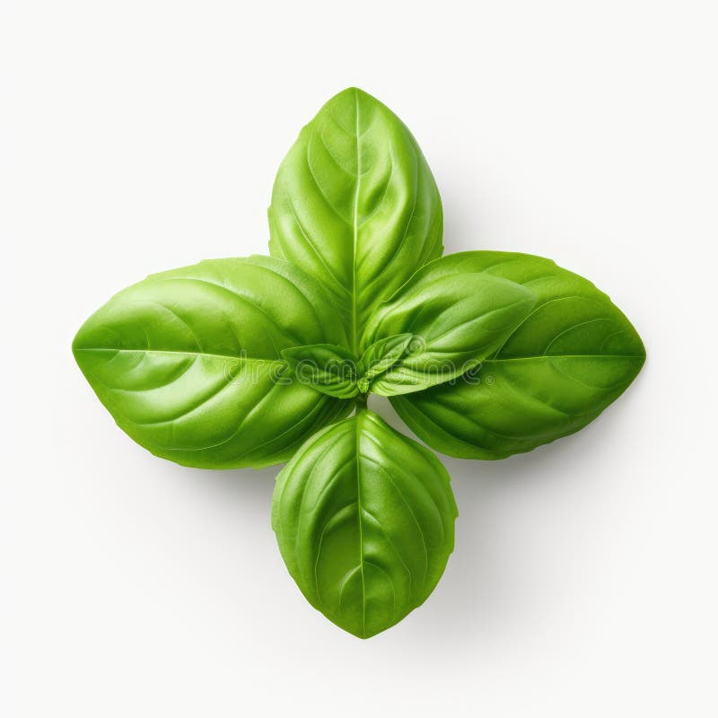 Green Single Basil Leaf Isolated. Illustration AI Generative Stock ...