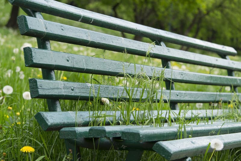 Green sitting bank in park stock image. Image of serenity - 57586431