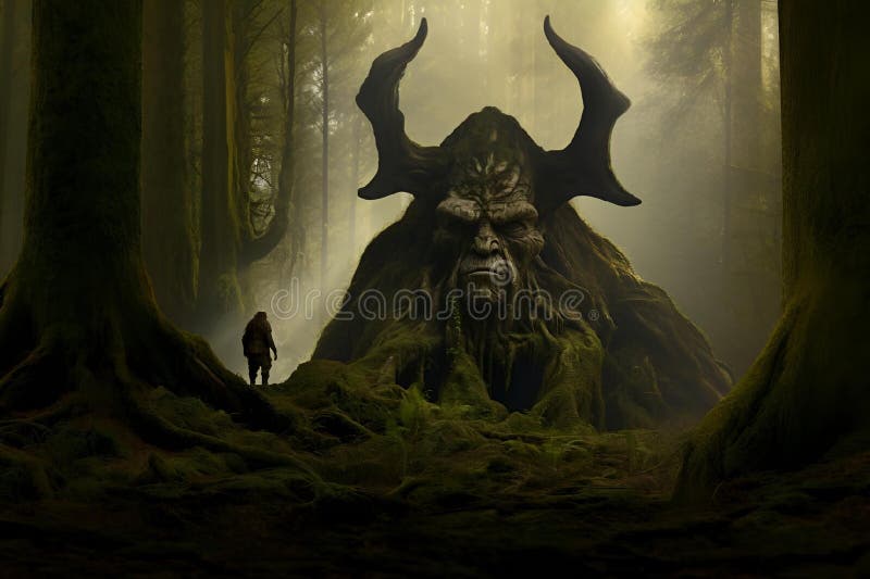A Green-skinned Alien with Horns Standing in Front of a Man with on a ...