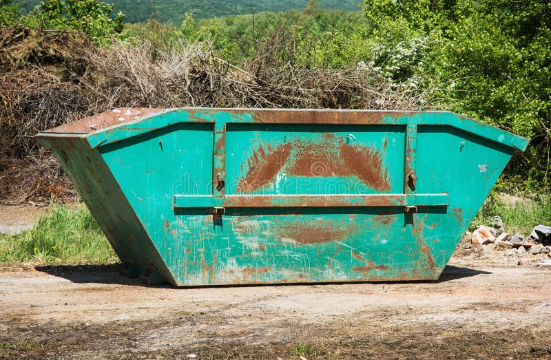 Green skip or dumpster stock image. Image of civilization - 65804925
