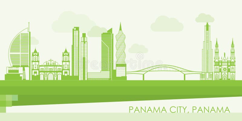 Green Skyline Panorama of Panama City, Panama Stock Vector ...
